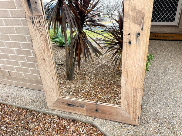 Railway Sleeper Recycled Wood Large Wall Mirror Image Enhancement ...